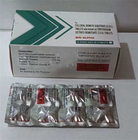 BIS Alpha Colloidal Bismuth Subcitrate Tablets At Stripe Lunesar Apptment Vadodara