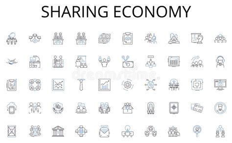 Sharing Economy Line Icons Collection Planning Execution Conceptualizing Designing