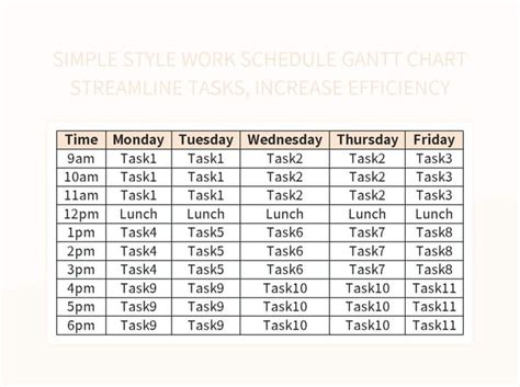 simple style work schedule gantt chart streamline tasks increase