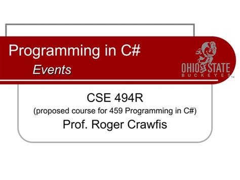 Csharp04events In C Introduction With Examples Ppt
