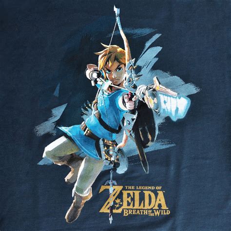 Zelda Breath Of The Wild Link T Shirt Blue Elbenwald