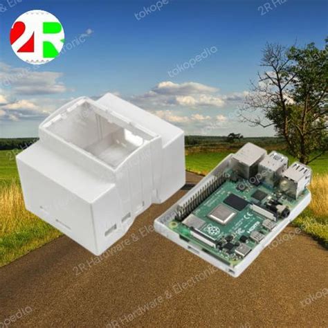 jual raspberry pi 4 large inner space din rail abs case kota surabaya