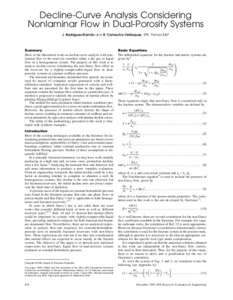 Pdf Decline Curve Analysis Considering Nonlaminar Flow In Dual