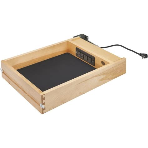 Rev A Shelf 4WCDB 18HFL 1 16 5 Inch Charging Drawer Only Without Drawer Slides Natural Wood