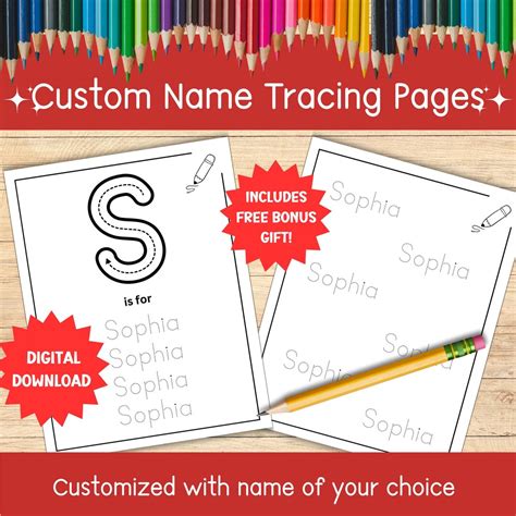 Custom Name Tracing Sheet Handwriting Practice Personalized Name Trace Worksheet Printable