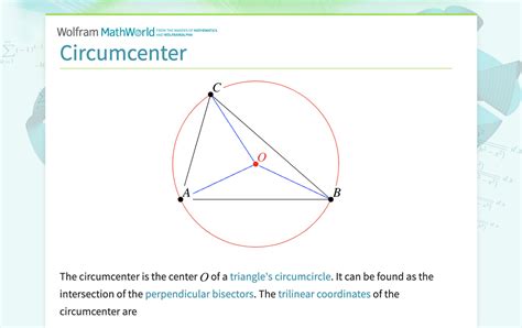 Circumcenter From Wolfram Mathworld