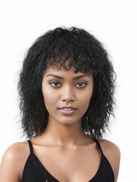 Short Kinky Curly Wigs With Bangs 12 Inch Bob Curly Wave Wig Glueless