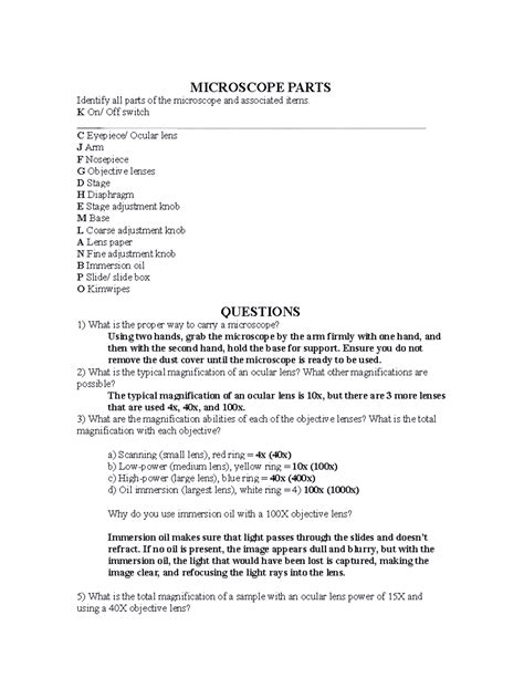 Microscopy Lab BIOL Fresno High Studocu