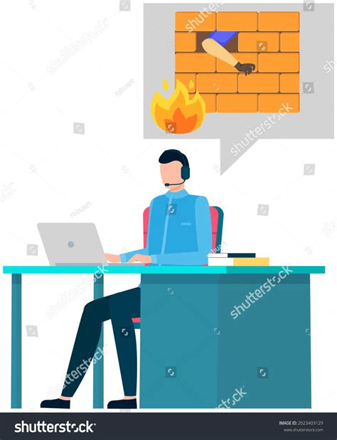 Blocking Hacker Attack Hacker Breaks Into Stock Vector Royalty Free