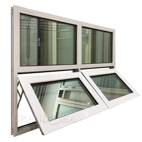Aluminum Double Awning Window Modern White Triple Glazed Modern