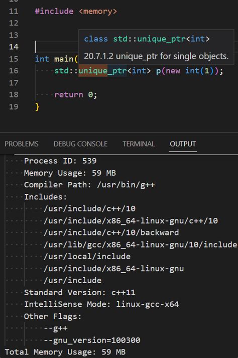 Intellisense States Namespace Std Has No Member Uniqueptr