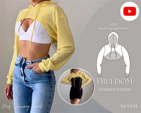 Freedom Cropped Hoodie Pdf Sewing Pattern Etsy