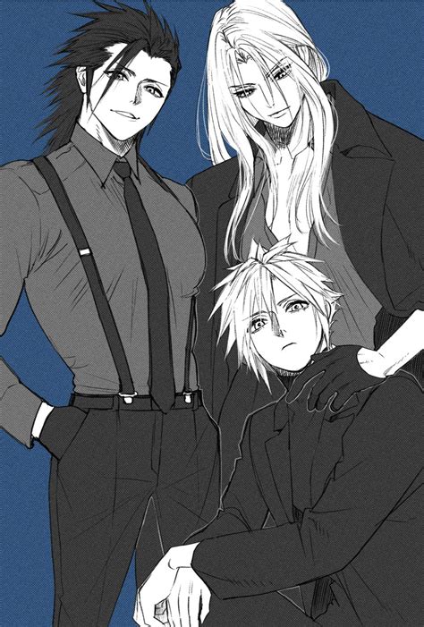 Cloud Strife Sephiroth And Zack Fair Final Fantasy And More Drawn By Ah Yoshimizu Danbooru