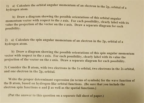 Solved The Orbital Angular Momentum Of An Electron In The Chegg