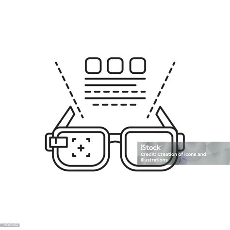 증강 현실 교육 블랙 라인 아이콘입니다 Vr 안경 및 정보 프로젝션 웹 페이지 모바일 앱 프로모션에 대한 픽토그램 Ui Ux Gui 디자인 요소입니다 0명에 대한 스톡 벡터