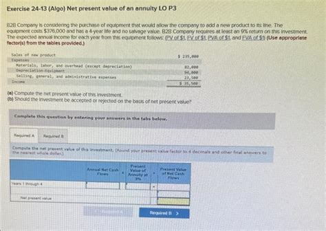 solved exercise 24 13 algo net present value of an annuity