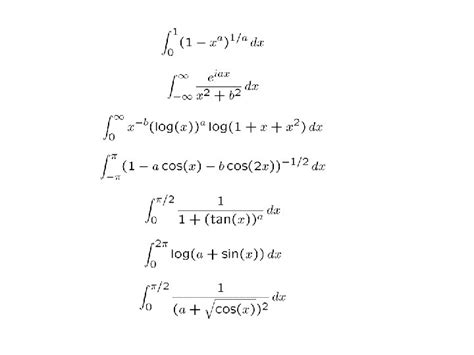 Definite Integration Tests Suggested By Dave Rusin 572002