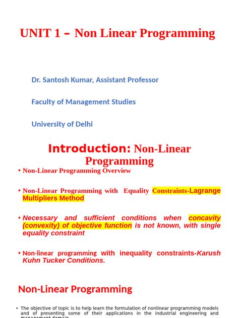 Non Linear Programming Pdf Mathematical Optimization Nonlinear Programming