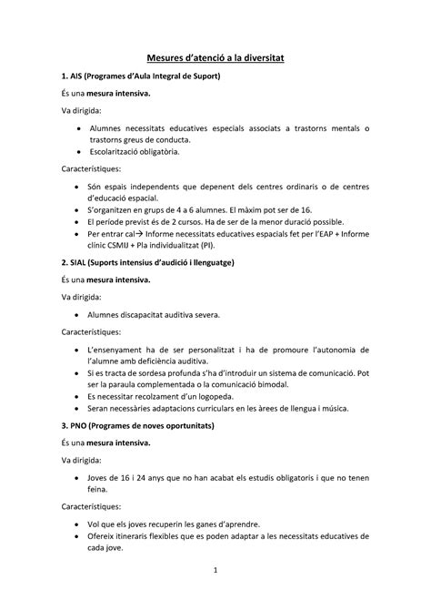 Resum De Les Mesures Atenció A La Diversitat Warning Tt Undefined