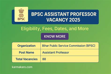 Bpsc Assistant Professor Recruitment 2025 Apply Online For 88 Vacancies