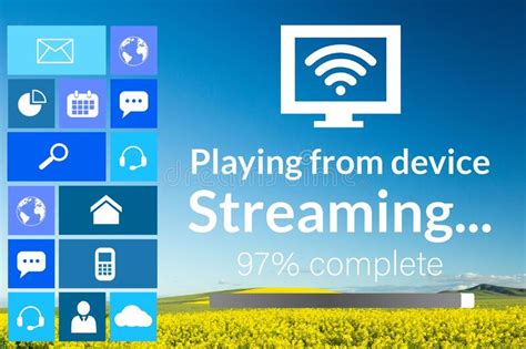 Various Computer Icons With Progress Bar On Device Screen Stock