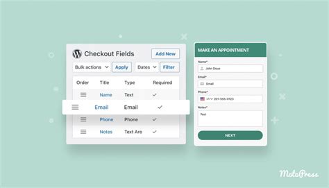 Checkout Fields Editor For Appointment Booking Plugin Motopress