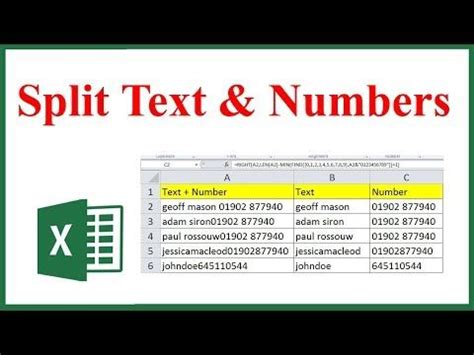 How To Separate Or Split Texts And Numbers From One Cell To Two Columns In Excel Using Formula