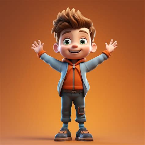 Premium Ai Image Character Cartoon Boy Points His Finger At An Empty