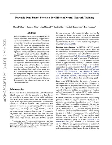 provable data subset selection for efficient neural network training
