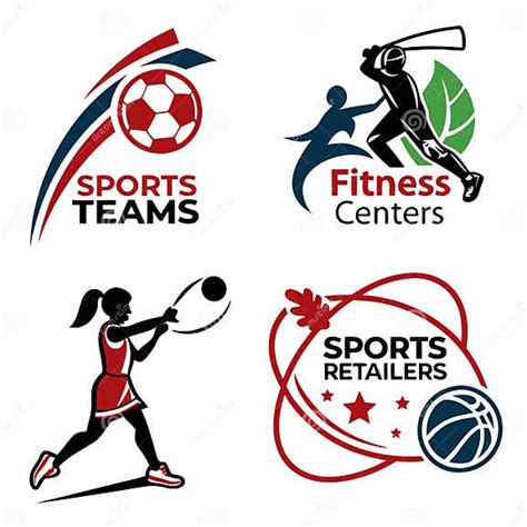 Vector Illustration Featuring Various Sports Themed Logos The Design