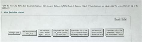 Solved Rank The Following Items That Describe Distances From