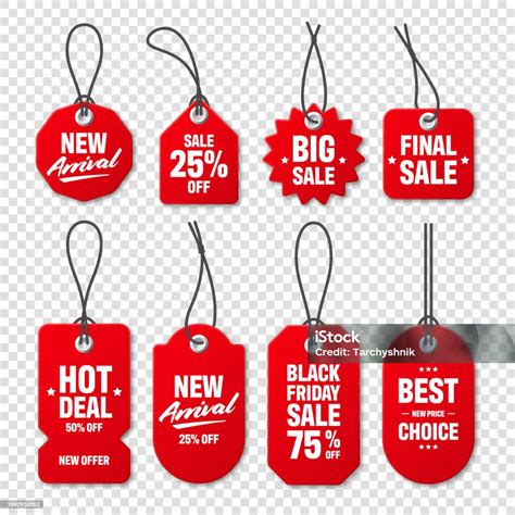 Vetores De Coleção Realista De Etiquetas De Preço Vermelho Oferta