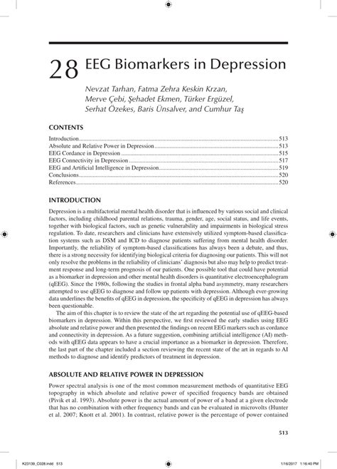 Pdf Eeg Biomarkers In Depression