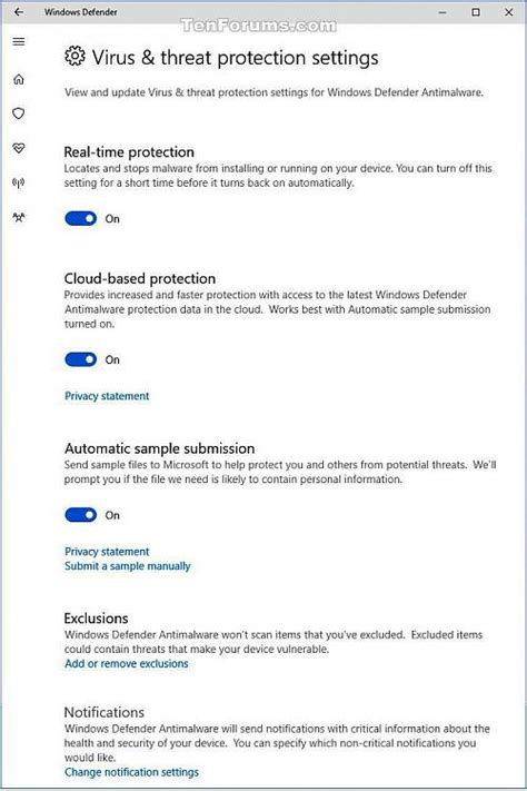 Windows Defender Security System Not Showing Exclusions Windows 10 Forums