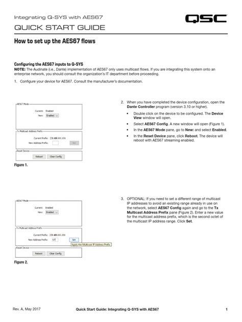 How To Set Up The Aes67 Flows Quick Start Guide Pdf Multicast