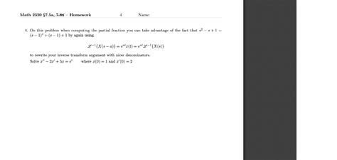 Solved Math 2320 7 5a 76a Homework 4 Name 4 On This