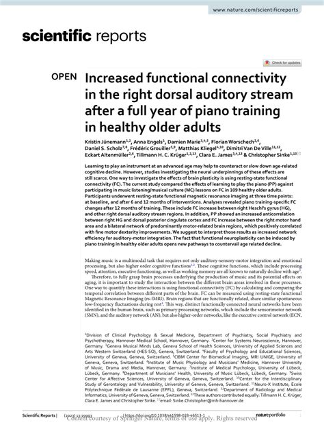 Pdf Increased Functional Connectivity In The Right Dorsal Auditory