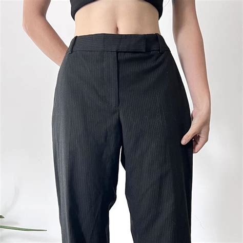 Black Pinstripe Pants They Have A Mid Rise Depop