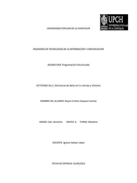 Arreglos Y Vectores En C Pdf C Programación De Computadoras