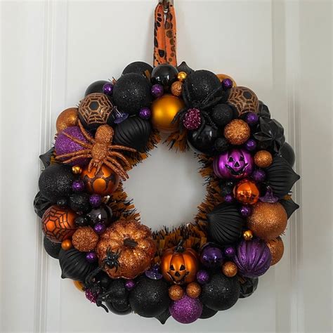 Halloween Skeleton Wreath For Front Door Same Sex Couple Female Wreath Black And Purple Wreath
