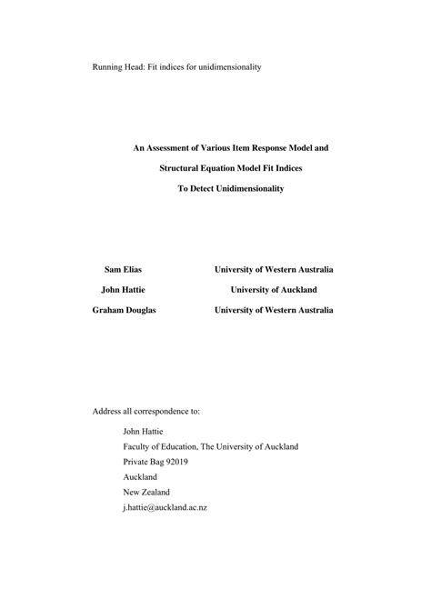 Pdf An Assessment Of Various Item Response Model And Structural