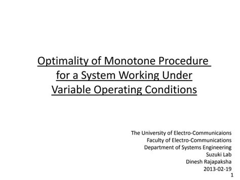 Optimality Of Monotone Procedure Ppt