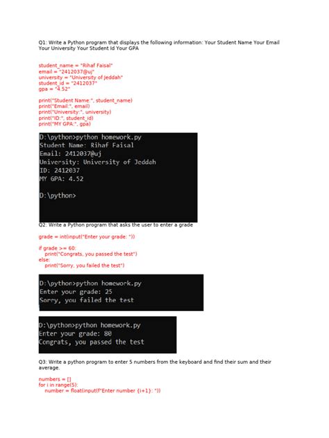 Python Homework Pdf