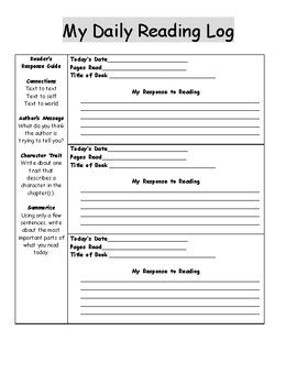 Daily Reading Log By Uplyfting Minds TPT