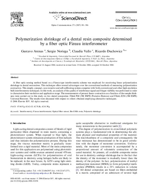 Pdf Polymerization Shrinkage Of A Dental Resin Composite Determined