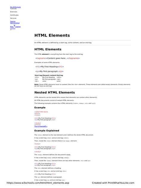Htmlelements Pdf Html Html Element