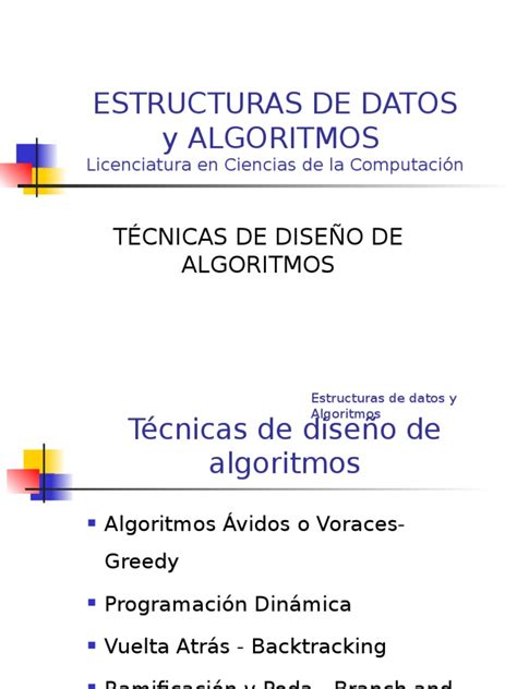 Tecnicas De Diseño De Algoritmos Programación Dinámica La Tecnicas De Diseño De Algoritmos Programación Dinámica La