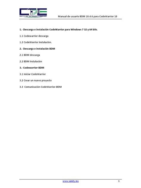 Manual De Usuario Bdm Para Codewarrior 10 4 Descargar Gratis Pdf Windows 7 Microsoft Windows