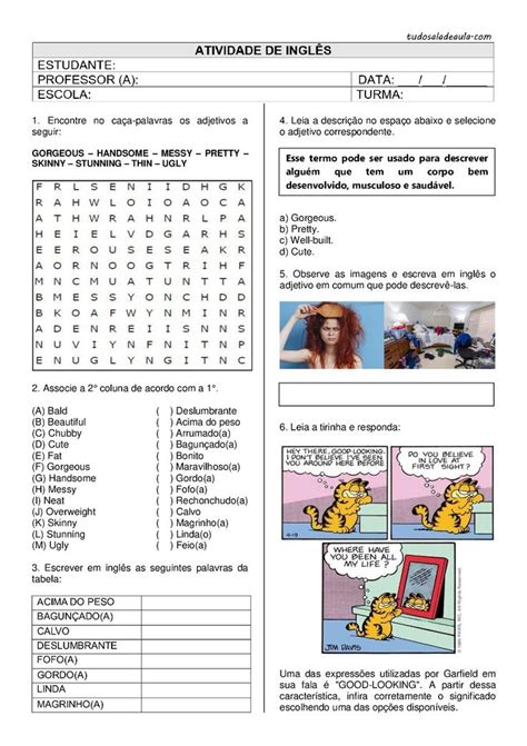 Atividades De Inglês Para O 5º Ano Ensino Fundamental Tudo Sala De