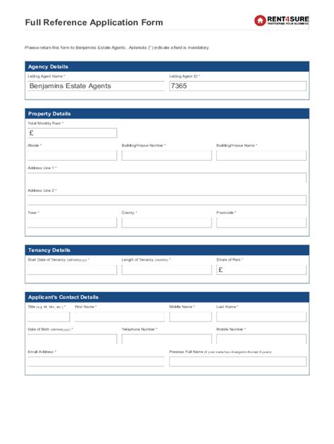 Fillable Online Full Reference Application Form Henry Rose Fax Email
